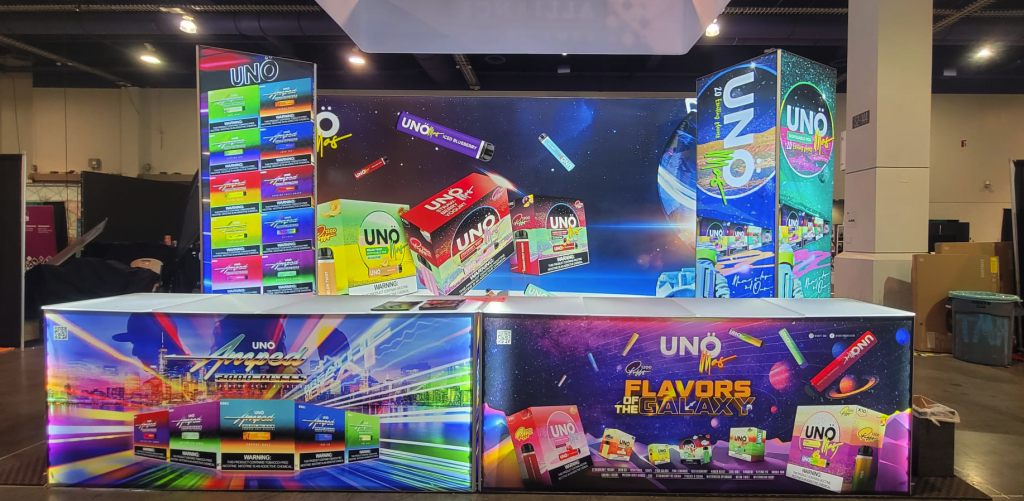 Worldwide Vape Uno 10x20 Booth at Champs 2021 Las Vegas • Monk Vibe